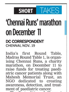 Chennai Runs - An MRT1 initiative